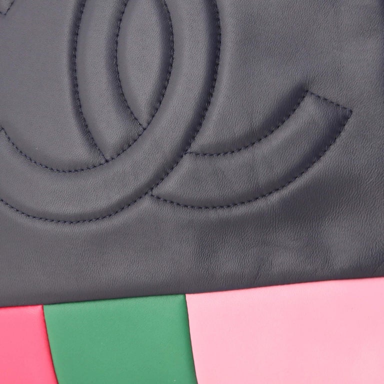 Chanel O Case Clutch Colorblock Leather Large For Sale at 1stDibs