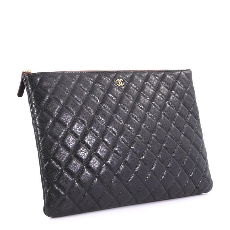 Chanel O Case Clutch Quilted Caviar Large at 1stDibs