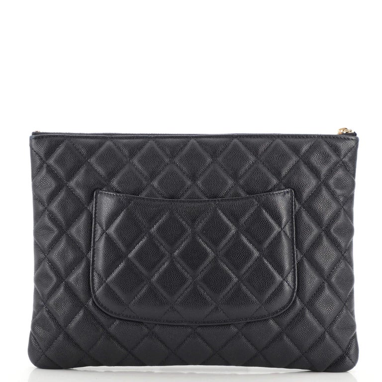 Chanel O Case Clutch Quilted Caviar Medium For Sale at 1stDibs