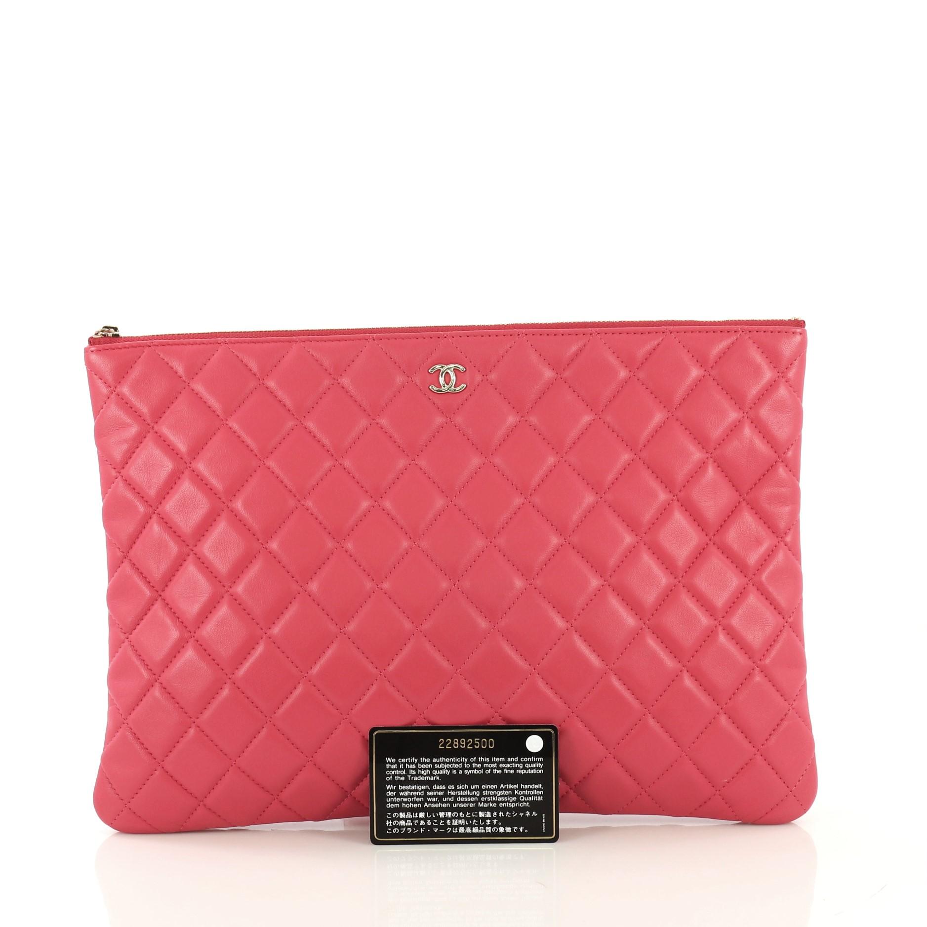 Chanel O Case Clutch Quilted Lambskin Large at 1stDibs