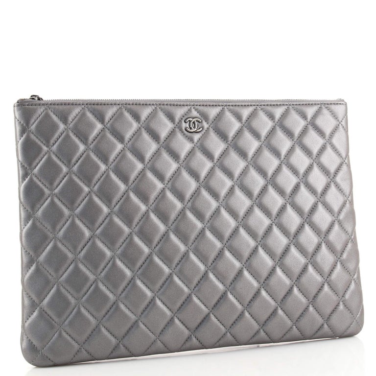 Chanel O Case Clutch Quilted Lambskin Large For Sale at 1stDibs