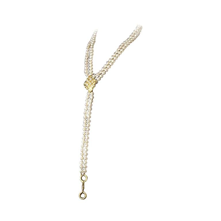 CHANEL off-white FAUX PEARL and gold-tone and Crystal Deconstructed ...