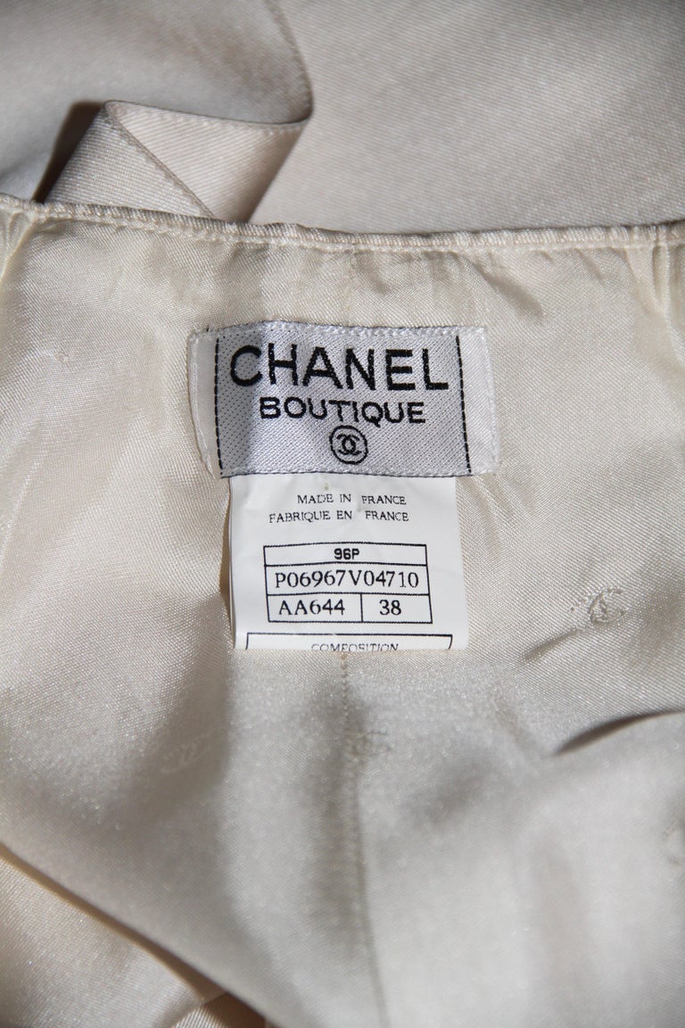 Chanel Off-White Silk Pant Suit Embroidered with Multicolored Beads at ...