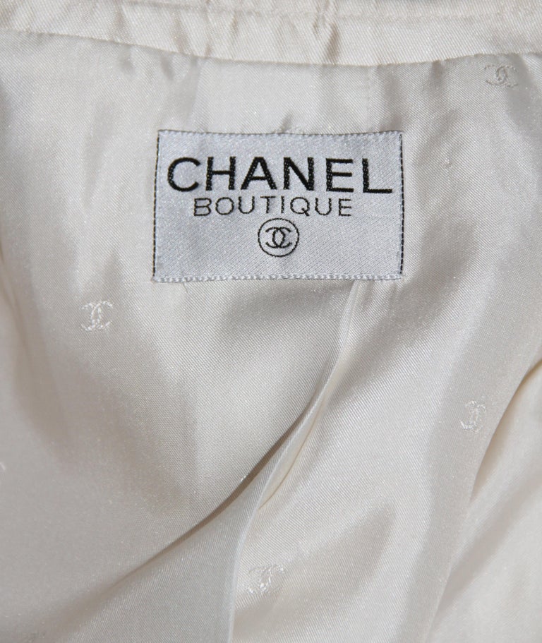 Chanel Off-White Silk Pant Suit Embroidered with Multicolored Beads at ...