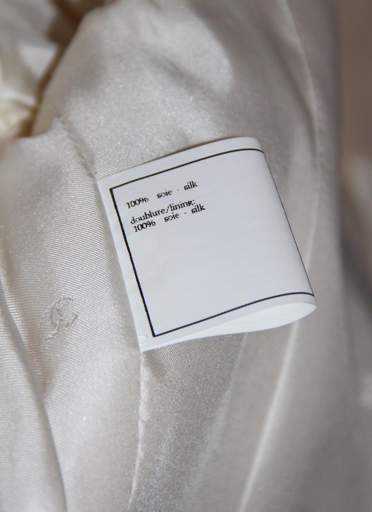 Chanel Off-White Silk Pant Suit Embroidered with Multicolored Beads at ...