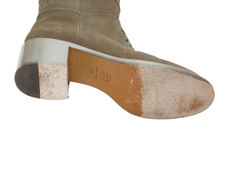 Chanel Olive Green Pre-Fall 2015 Boots Suede Boots at 1stDibs | olive ...