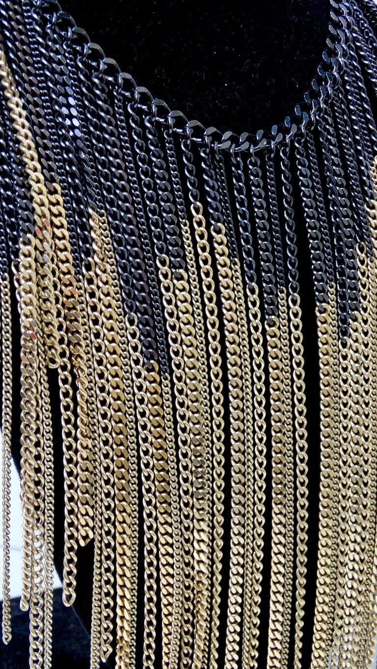 CHANEL Ombrè Chain Fringe Collar Necklace For Sale at 1stDibs