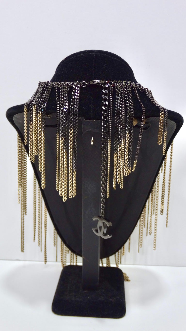 CHANEL Ombrè Chain Fringe Collar Necklace For Sale at 1stDibs