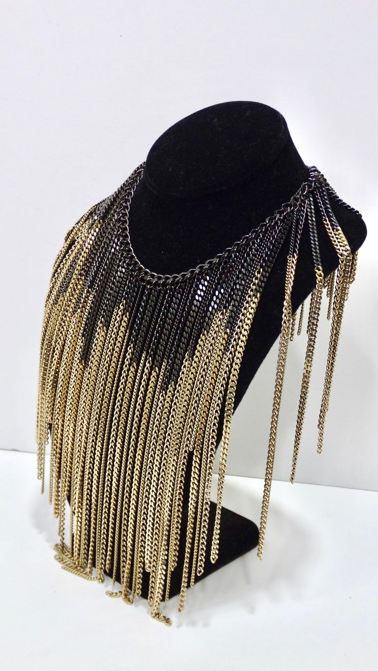 CHANEL Ombrè Chain Fringe Collar Necklace For Sale at 1stDibs