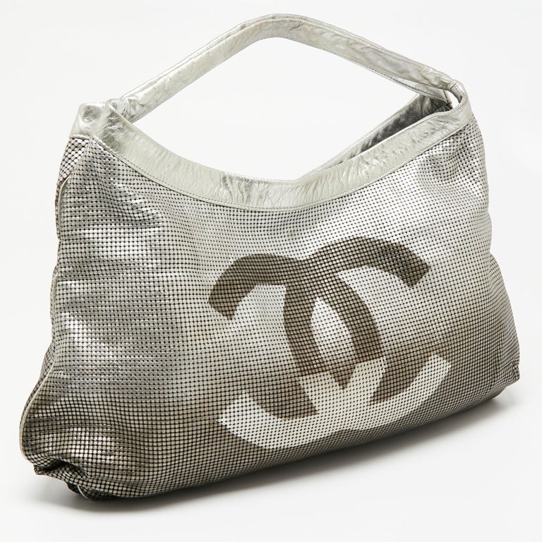 Chanel Ombre Silver Perforated Leather Hollywood CC Hobo For Sale at ...