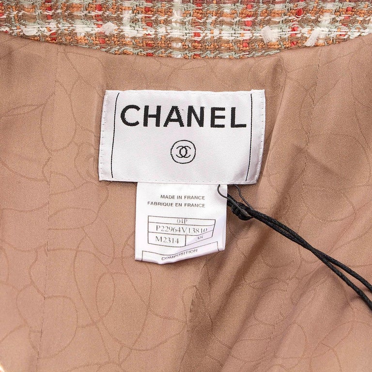 CHANEL orange cotton 2004 04P DOLL COLLAR TWEED Jacket 38 S For Sale at ...