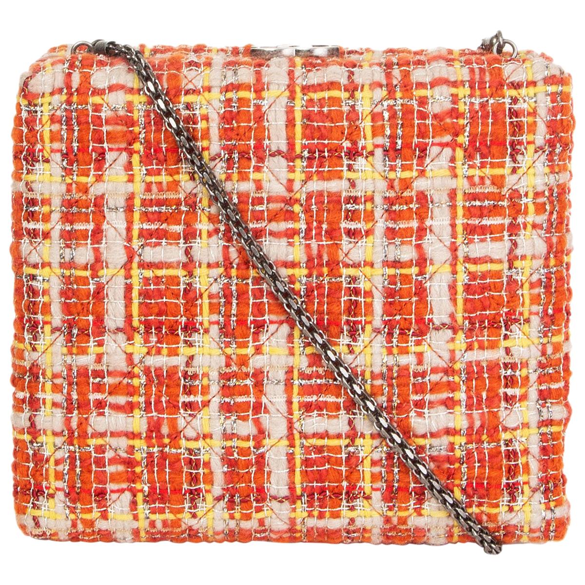 Chanel Orange Leather Drawstring Flap Shopping Bag For Sale at 1stDibs