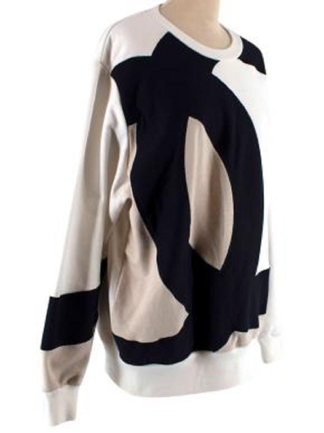 Chanel Oversize Logo Navy and Cream Cotton Sweatshirt For Sale at ...