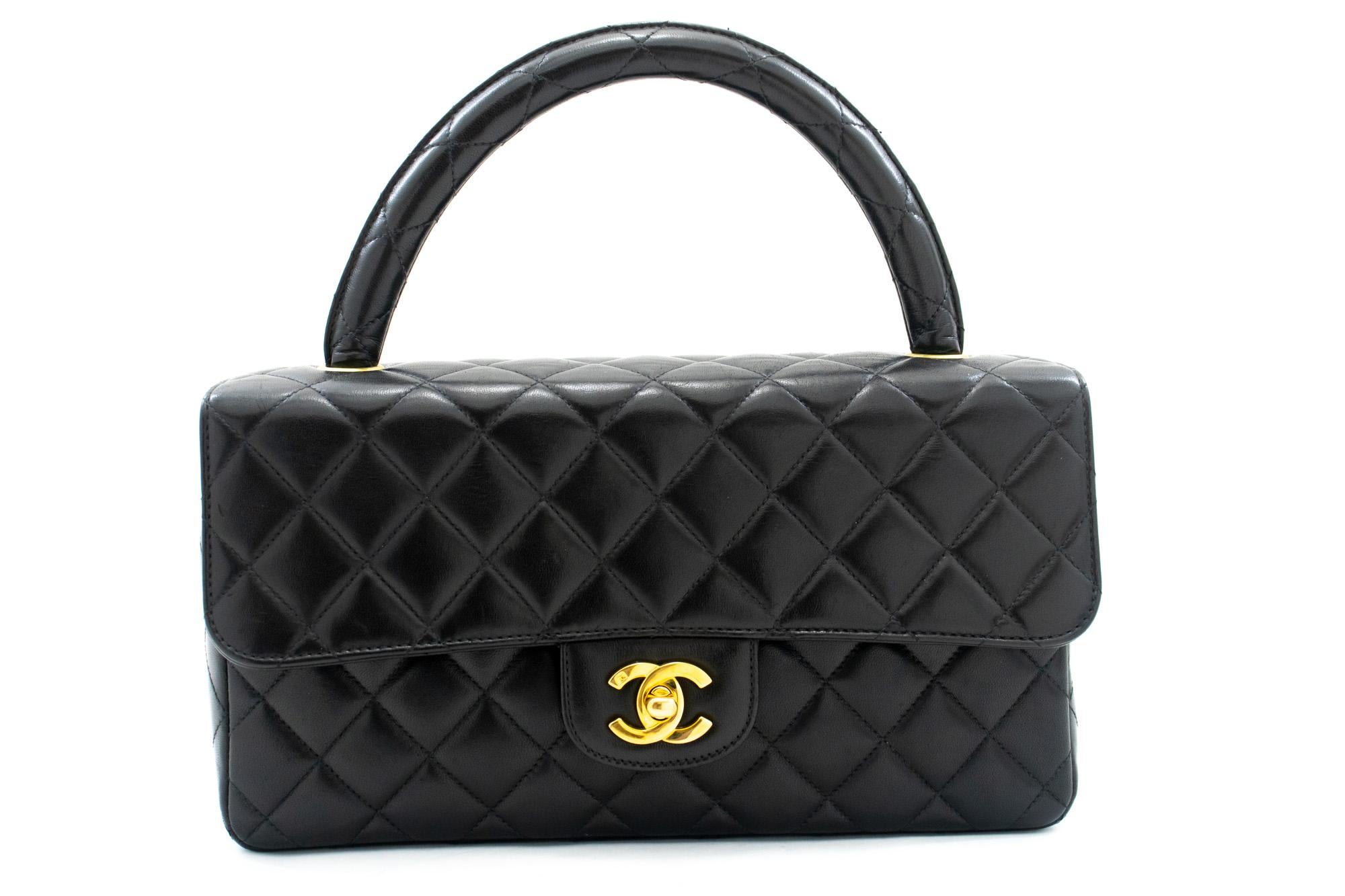 CHANEL Parent Hand Bag Black Top Handle Flap Quilted Lambskin at 1stDibs