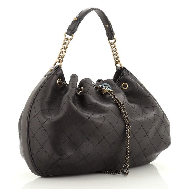 Chanel Paris in Rome Drawstring Bag Quilted Lambskin Large at 1stDibs
