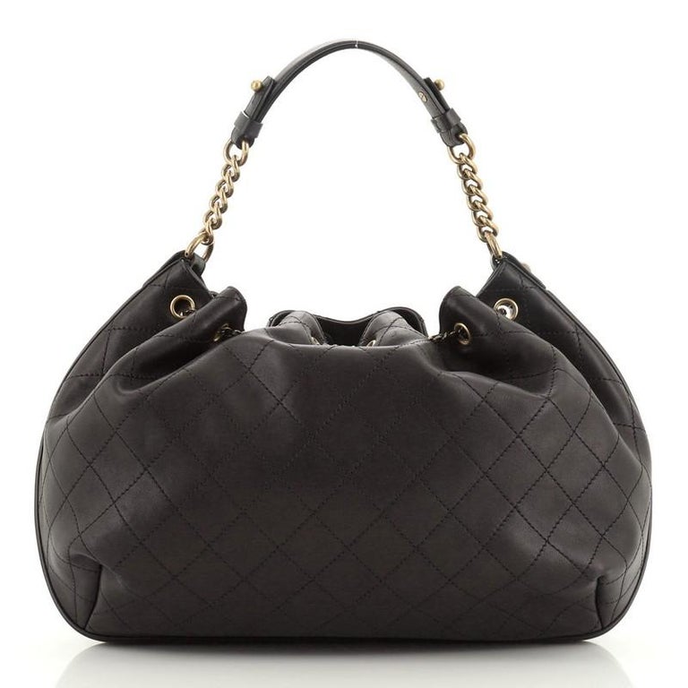 Chanel Paris in Rome Drawstring Bag Quilted Lambskin Large at 1stDibs