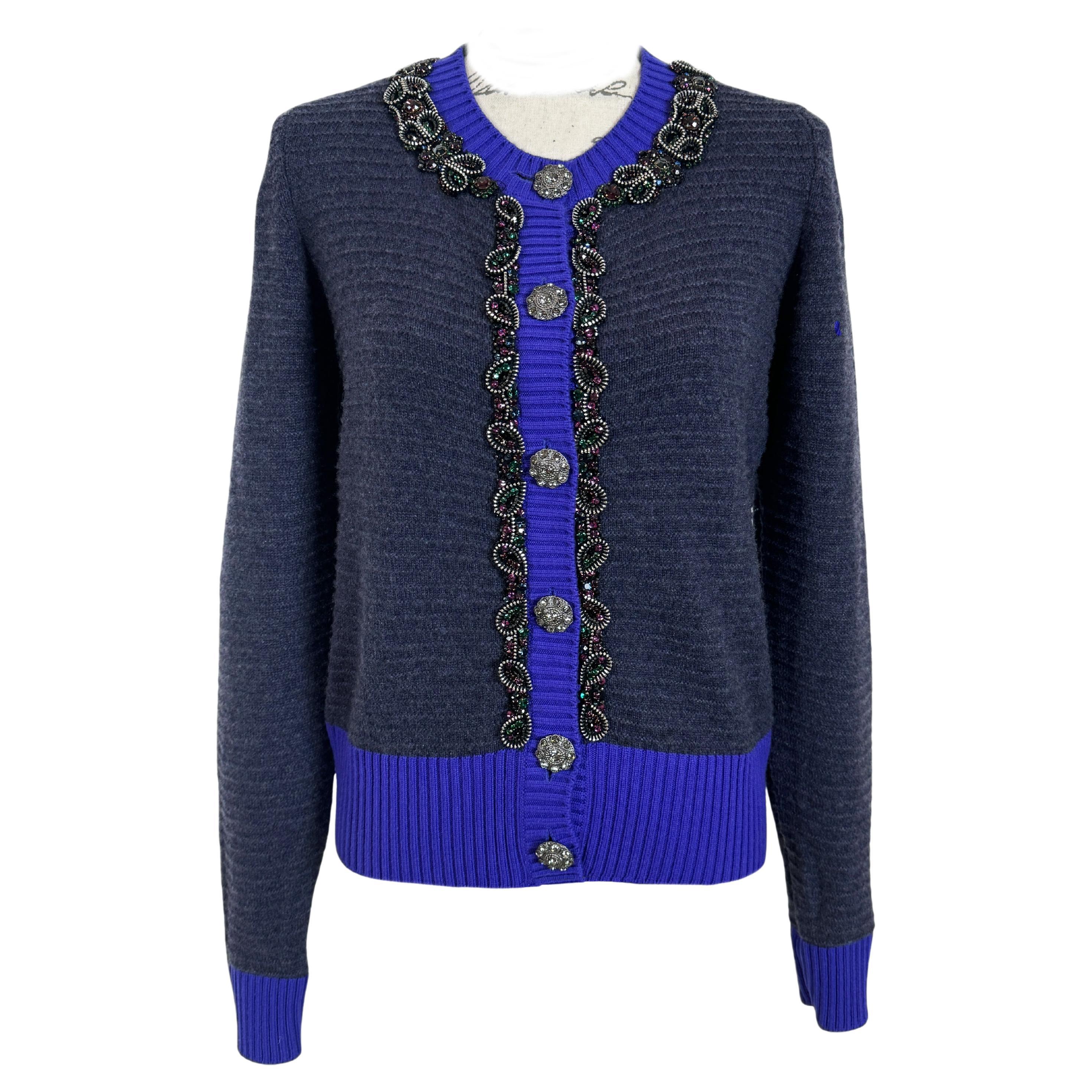 Chanel Paris / London Jewel Embellished Cardigan For Sale at 1stDibs
