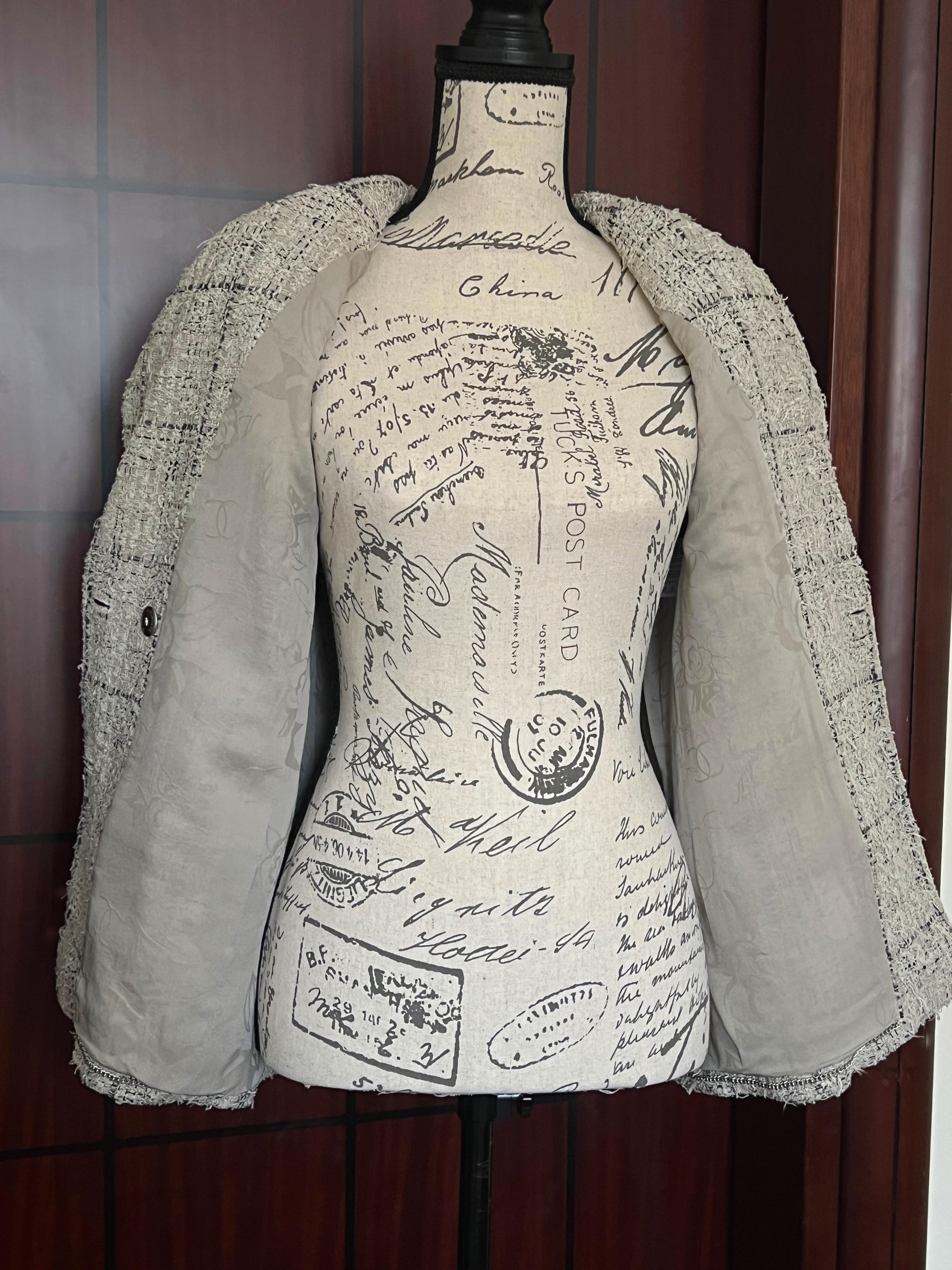 Chanel Paris / Seoul Runway Nude Beige Tweed Jacket For Sale at 1stDibs