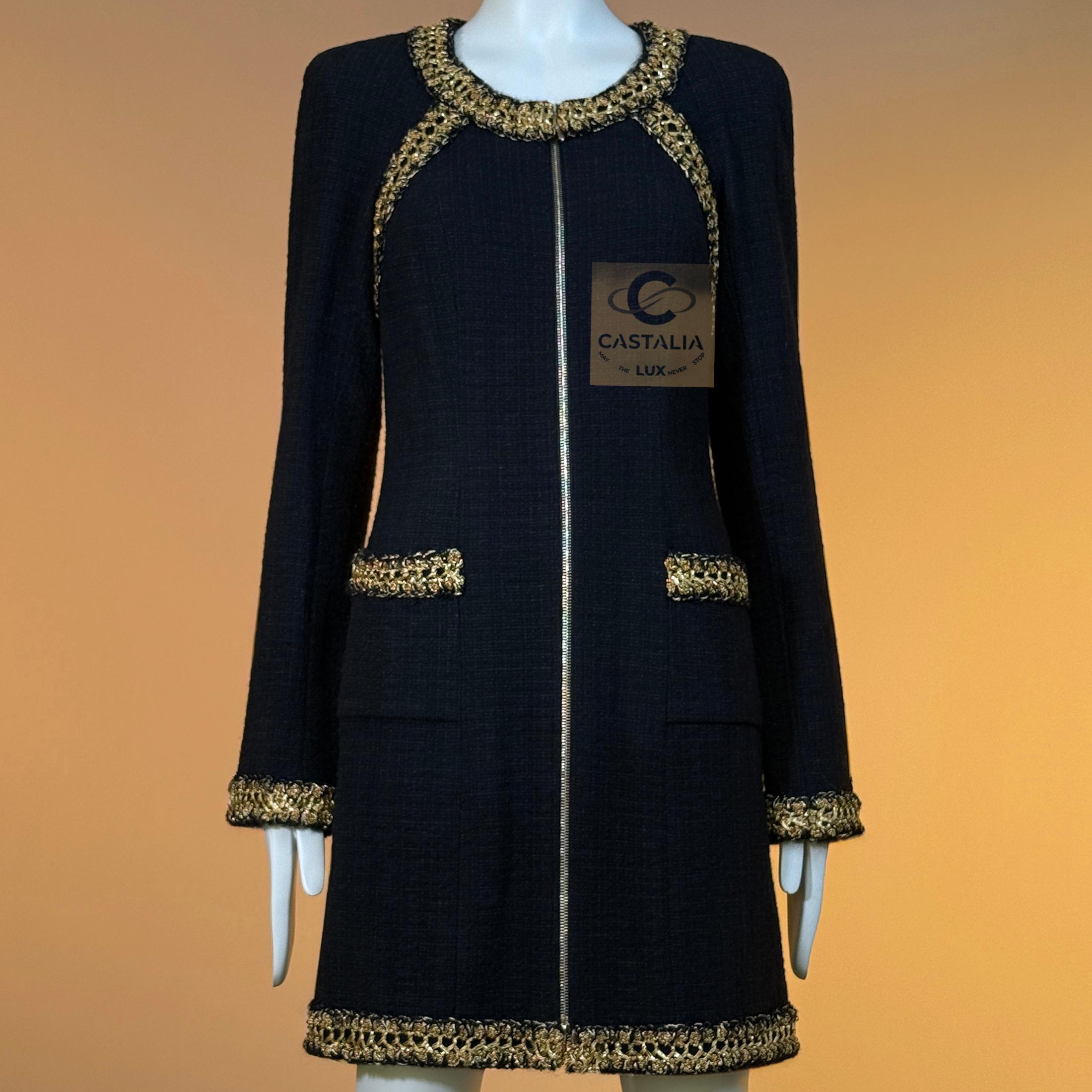CHANEL Paris / SHANGHAI Black Tweed Jacket with Braided Trim 36 FR For ...