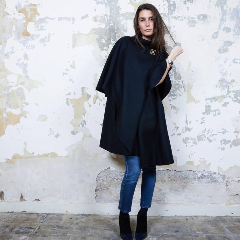CHANEL 'Paris Shanghai' Mid-Length Cape in Black Wool and Cashmere Size ...