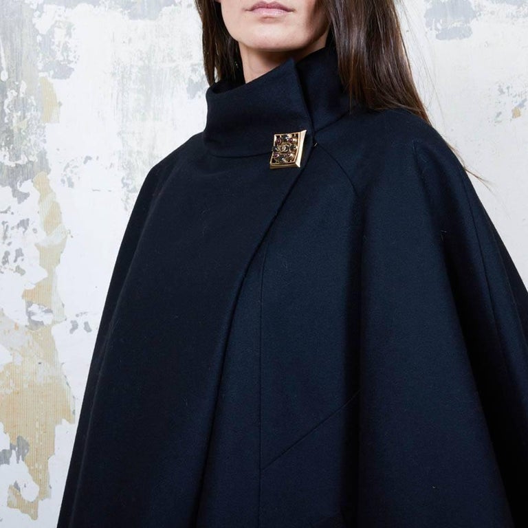 CHANEL 'Paris Shanghai' Mid-Length Cape in Black Wool and Cashmere Size ...