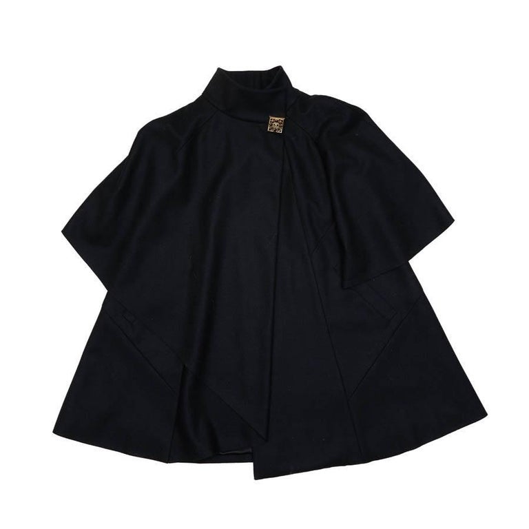 CHANEL 'Paris Shanghai' Mid-Length Cape in Black Wool and Cashmere Size ...