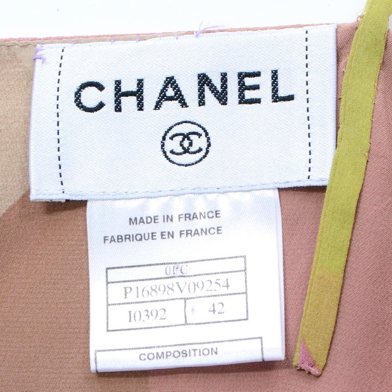 Chanel Pastel Abstract Logo CC Print Silk Chiffon Dress With Pleated ...