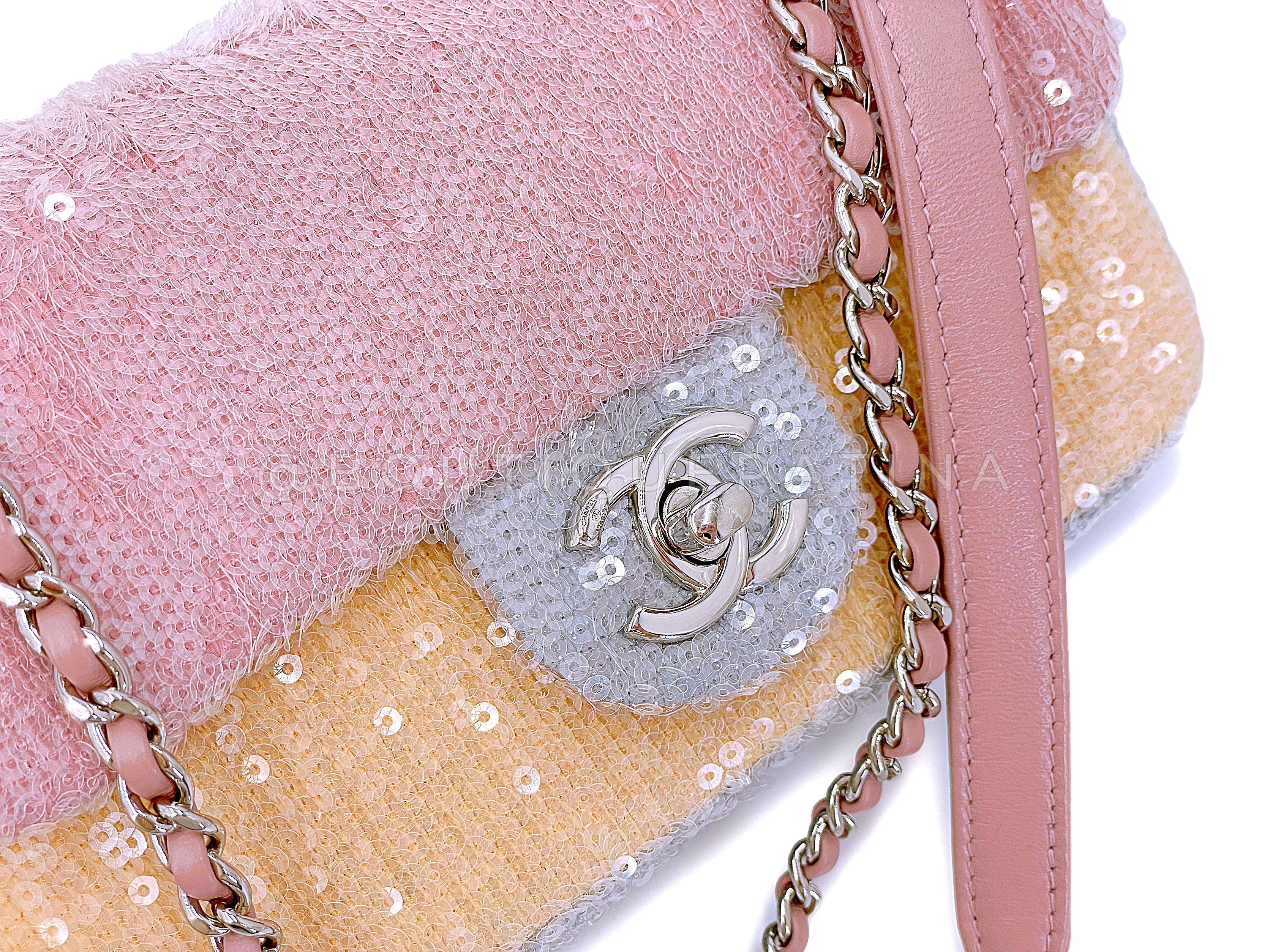 Chanel Pastel Rainbow Sequin Waterfall Rectangular Mini Flap Bag SHW ...