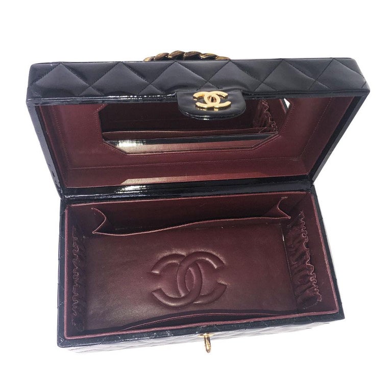 Chanel Patent Black Gold Hardware Beauty Train Case at 1stDibs | chanel ...