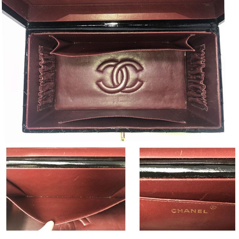 Chanel Patent Black Gold Hardware Beauty Train Case at 1stDibs | chanel ...