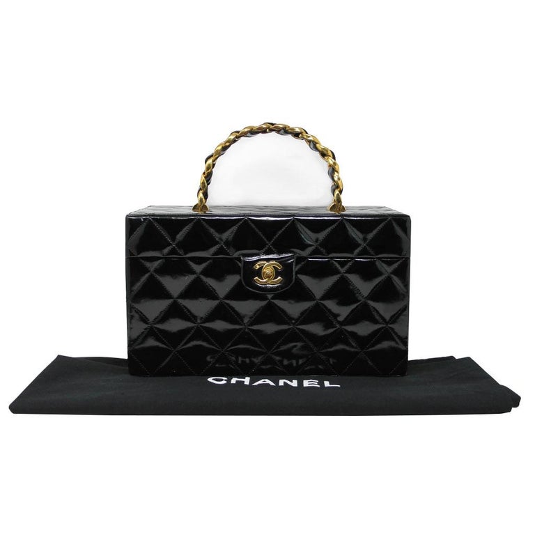 Chanel Patent Black Gold Hardware Beauty Train Case at 1stDibs | chanel ...