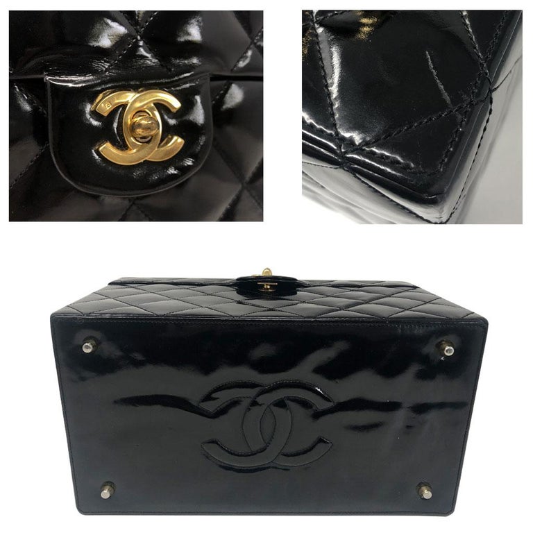 Chanel Patent Black Gold Hardware Beauty Train Case at 1stDibs | chanel ...