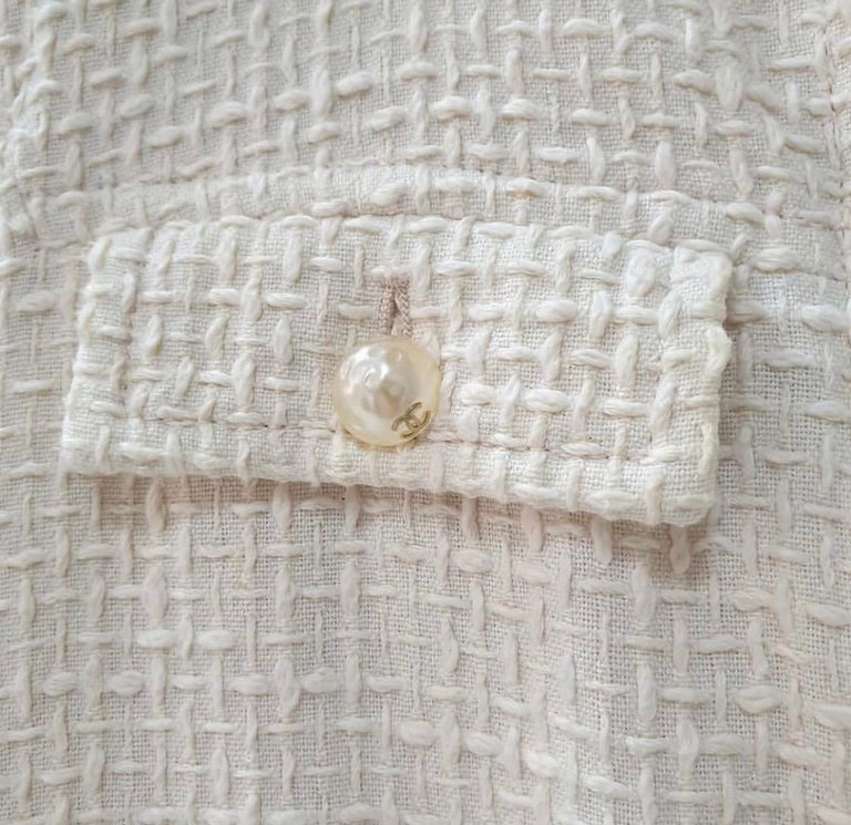 Chanel Pearl Button Zip Front Jacket For Sale at 1stDibs