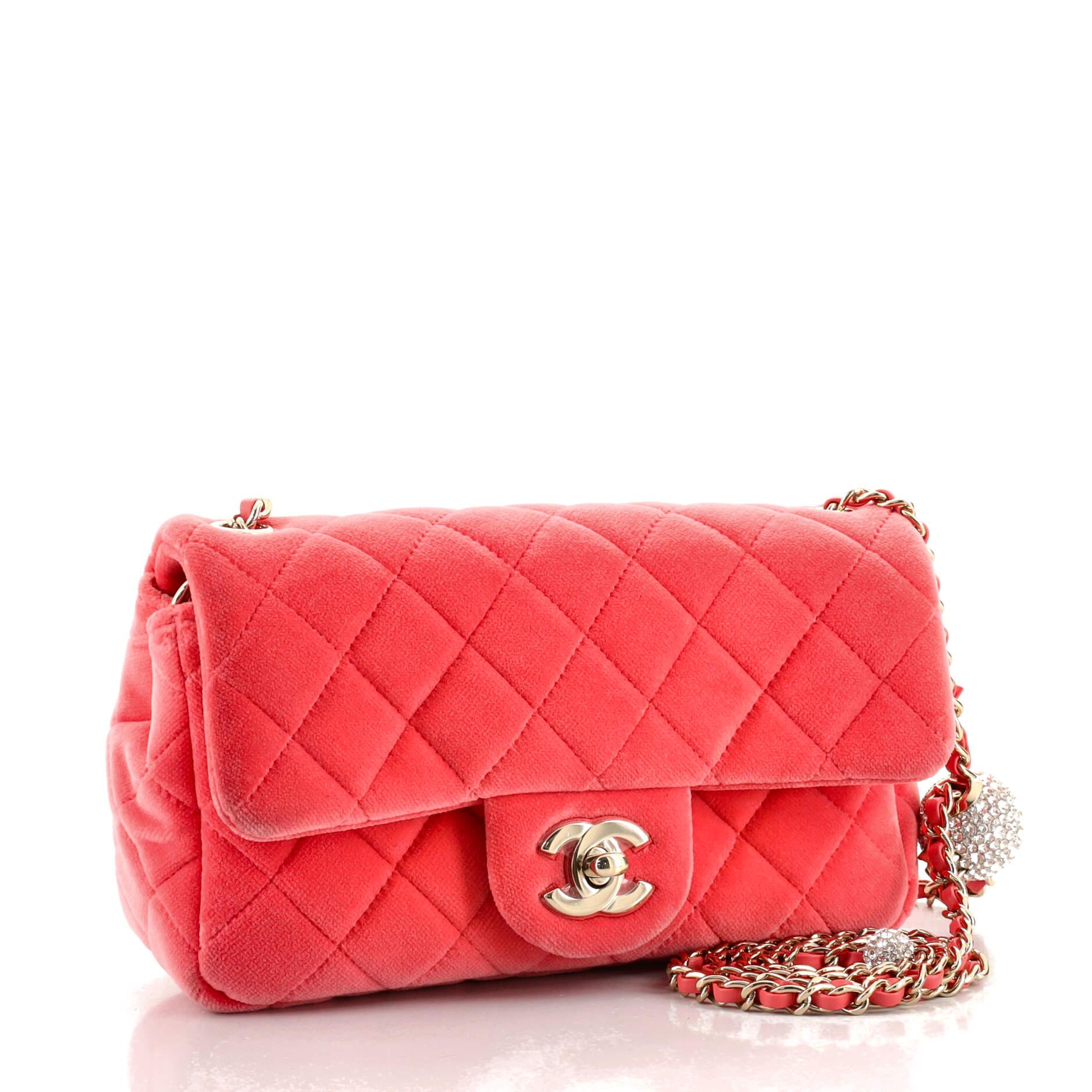 Chanel Pearl Crush Flap Bag Quilted Velvet with Crystal Detail Mini at ...