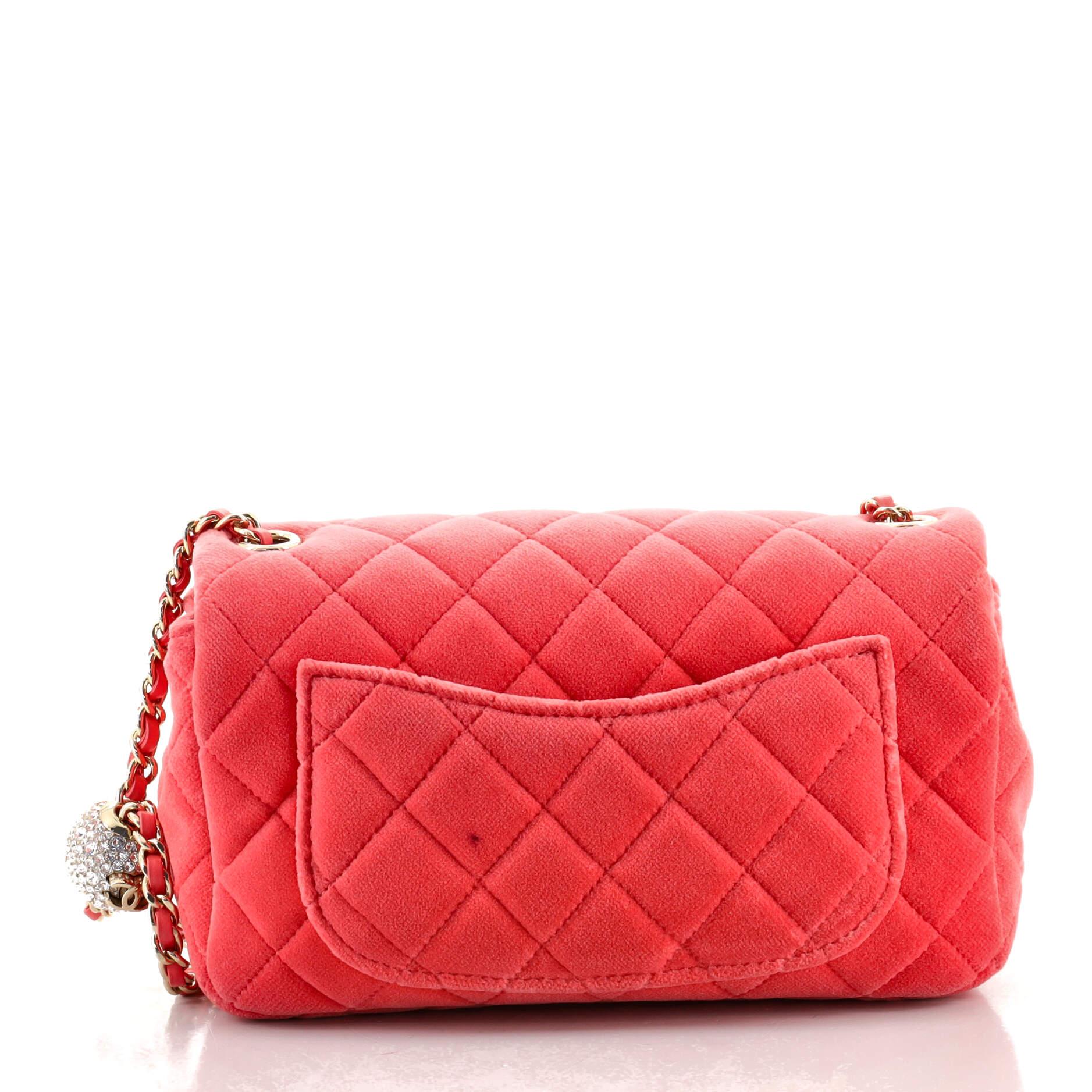 Chanel Pearl Crush Flap Bag Quilted Velvet with Crystal Detail Mini at ...