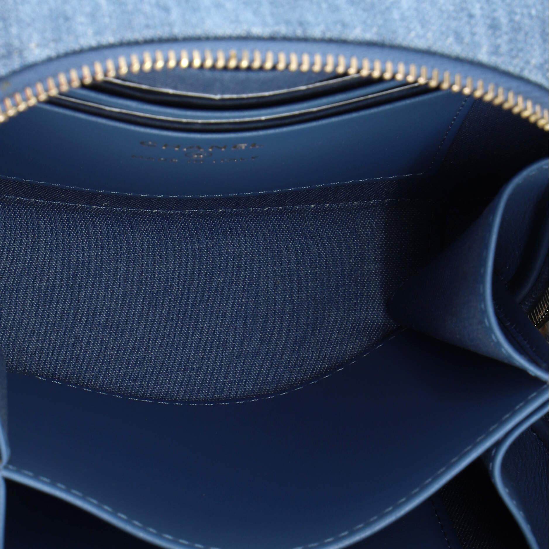 Chanel Pearl Crush Zip Around Vanity Case with Chain Quilted Denim Mini ...