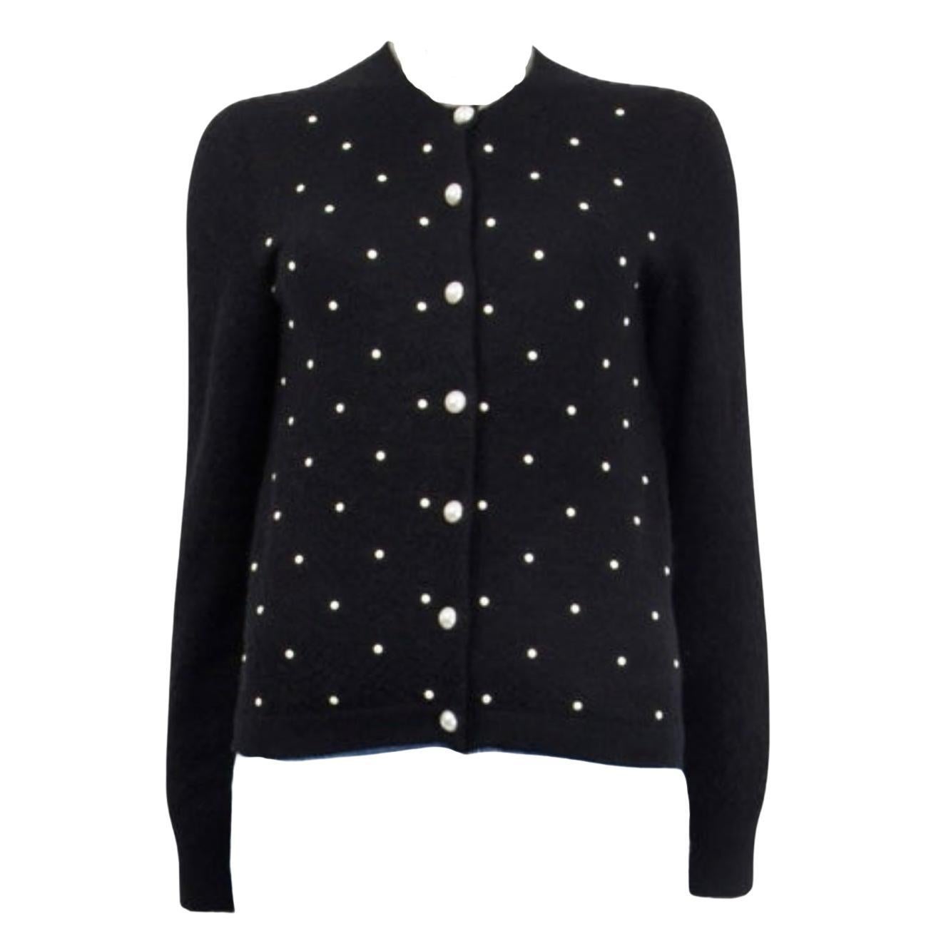Chanel Pearl Embellished Black Knit Jacket at 1stDibs