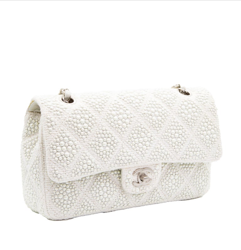 Chanel Pearl Embellished Flap Bag For Sale at 1stDibs