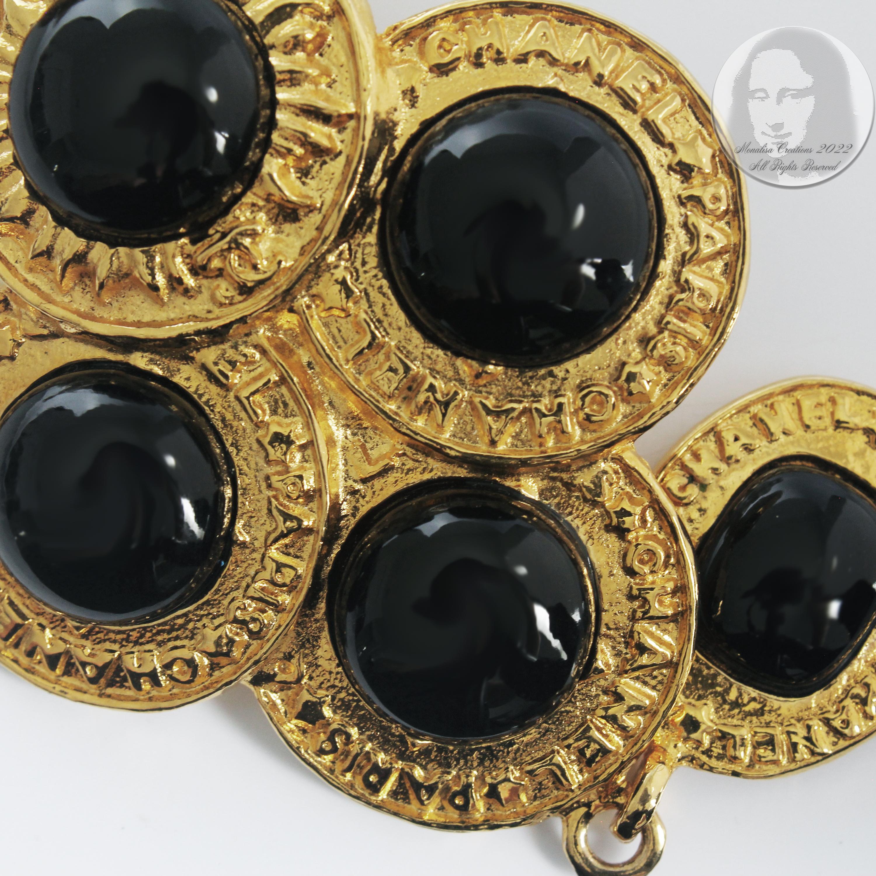 Chanel Pendant Necklace Poured Glass Pearls Gold CC Medallions Vintage ...