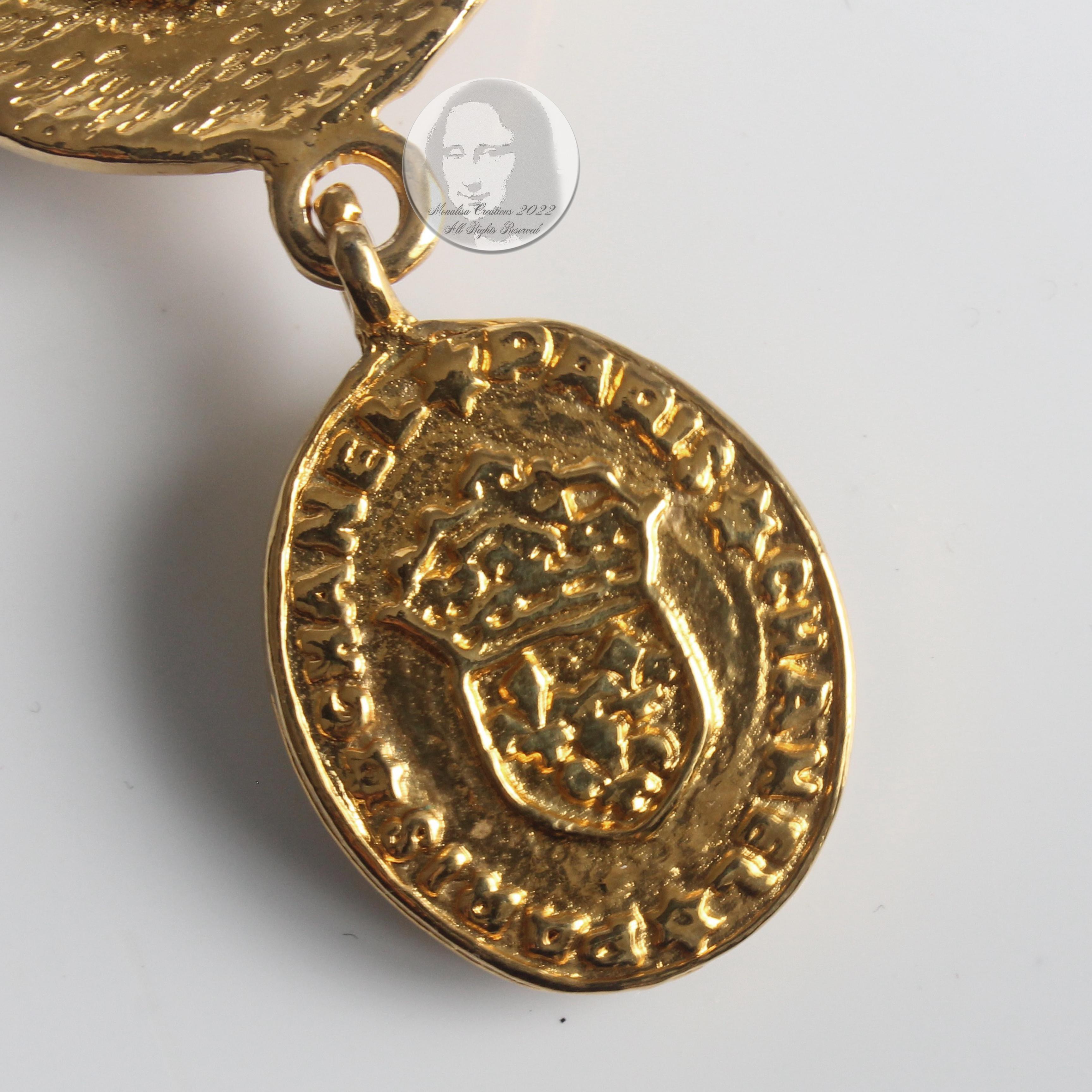 Chanel Pendant Necklace Poured Glass Pearls Gold CC Medallions Vintage ...