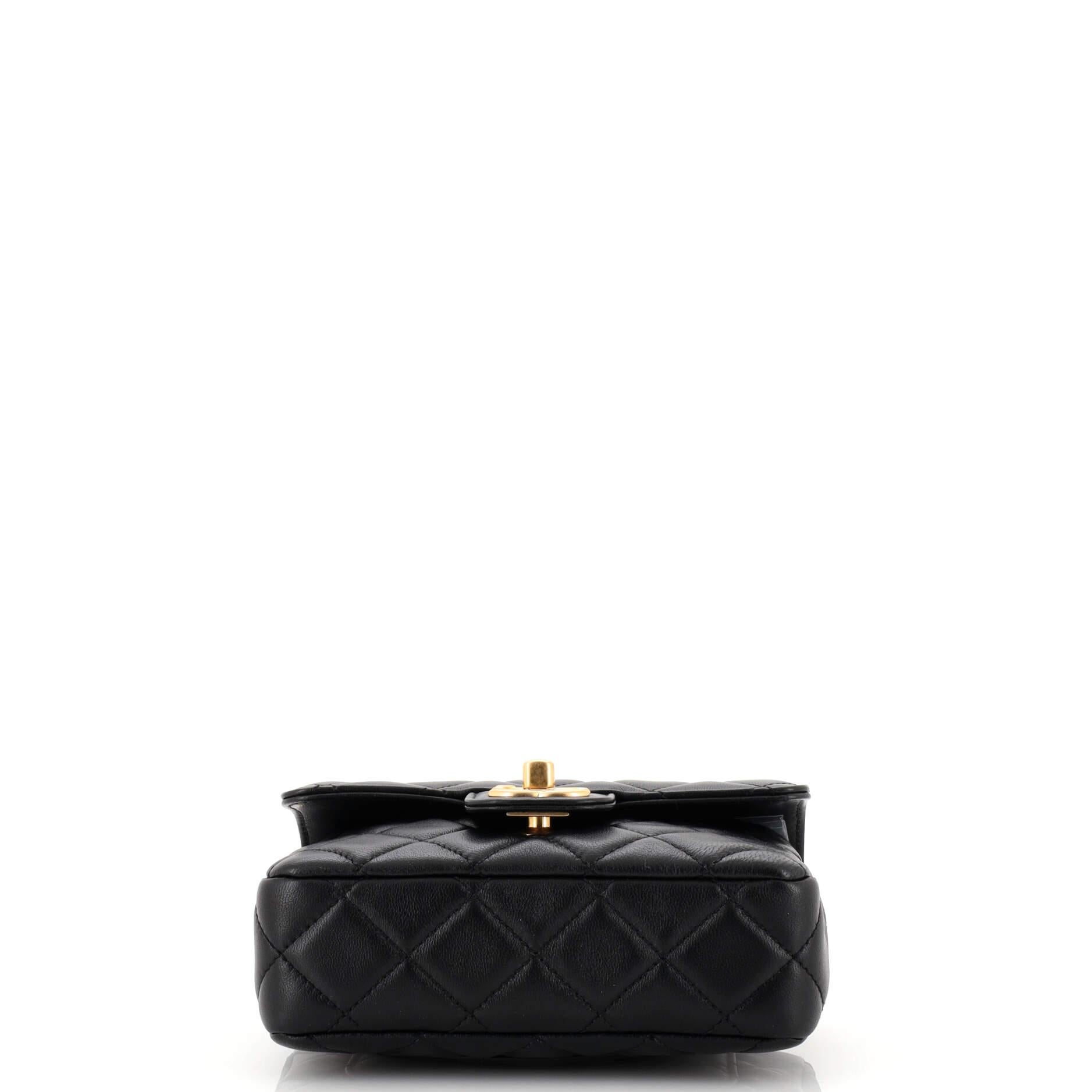 Chanel Pending CC Square Flap Bag Quilted Lambskin Mini at 1stDibs