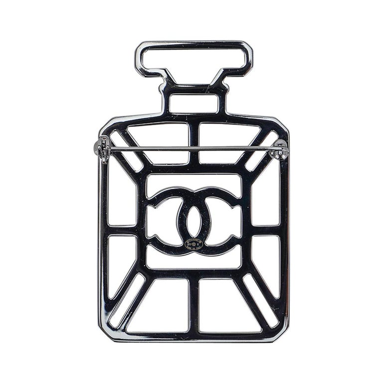 Chanel Perfume Bottle Iridescent Crystal Strass Brooch CC Logo For Sale ...