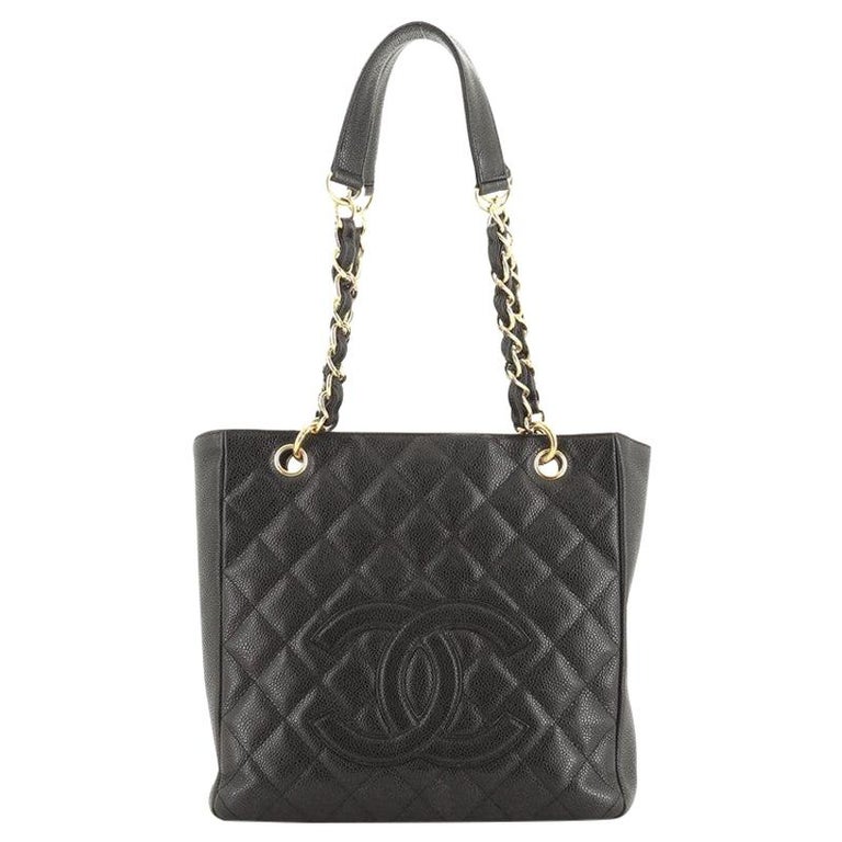 Chanel Petite Shopping Tote Quilted Caviar at 1stDibs