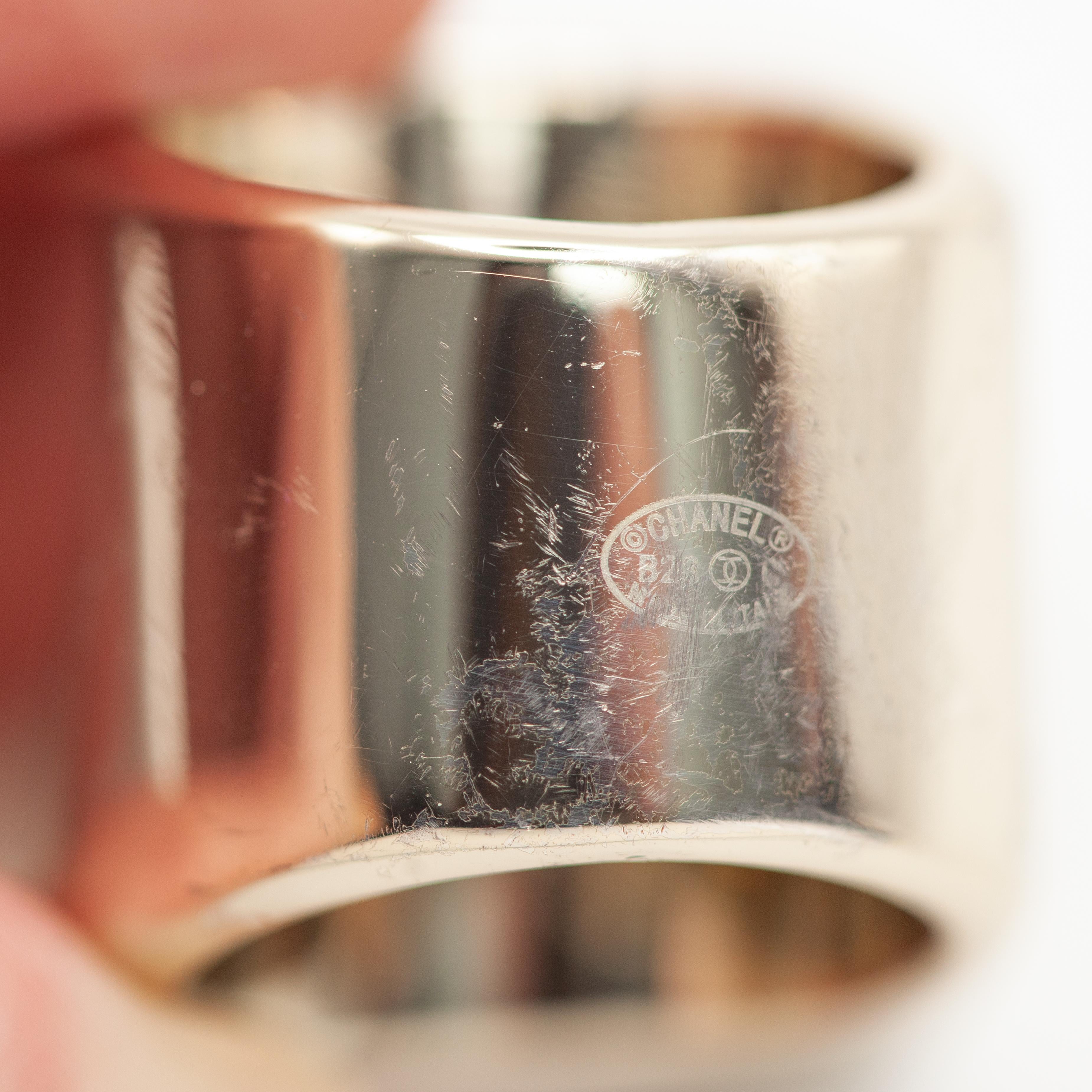 Chanel Pink and Black Logo Statement Ring For Sale at 1stDibs
