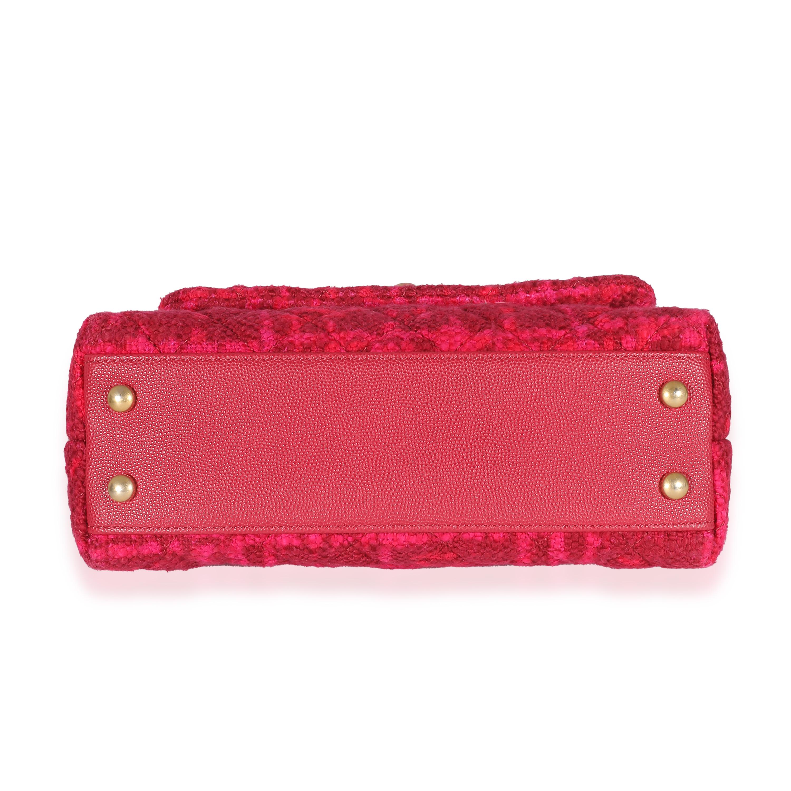 Chanel Pink Boucle Tweed Small Coco Top Handle For Sale at 1stDibs