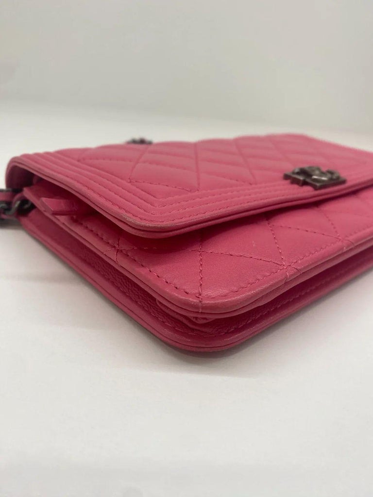 Chanel Pink Boy Wallet On Chain SHW For Sale at 1stDibs
