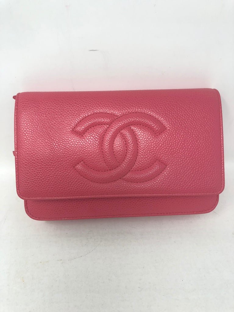Chanel Pink Caviar Wallet On A Chain at 1stDibs