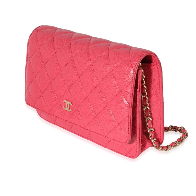 Chanel Pink Caviar Wallet On Chain For Sale at 1stDibs