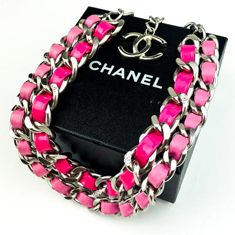 CHANEL Pink CC Chain Necklace at 1stDibs