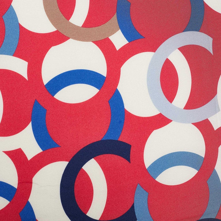 Chanel Pink CC Print Silk Scarf For Sale at 1stDibs